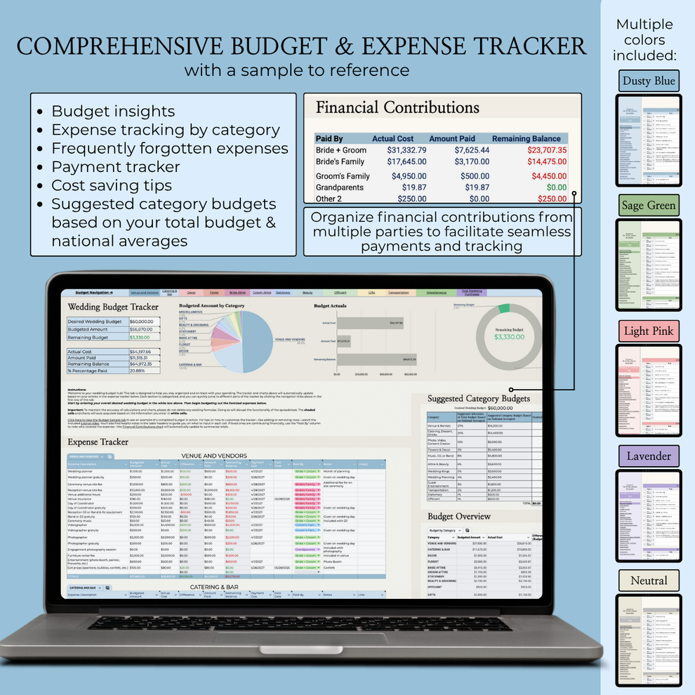 Ultimate Wedding Planning Spreadsheet-Blue – BY SKYLER OLSON