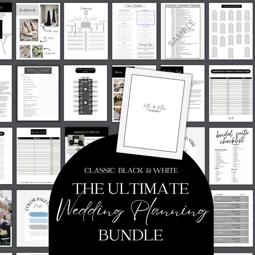 Ultimate Wedding Planning Binder Template- Classic Black and White – BY ...